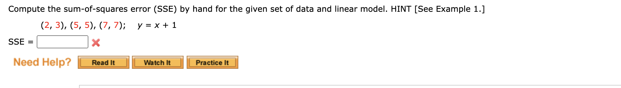 Solved Compute the sum-of-squares error (SSE) by hand for | Chegg.com