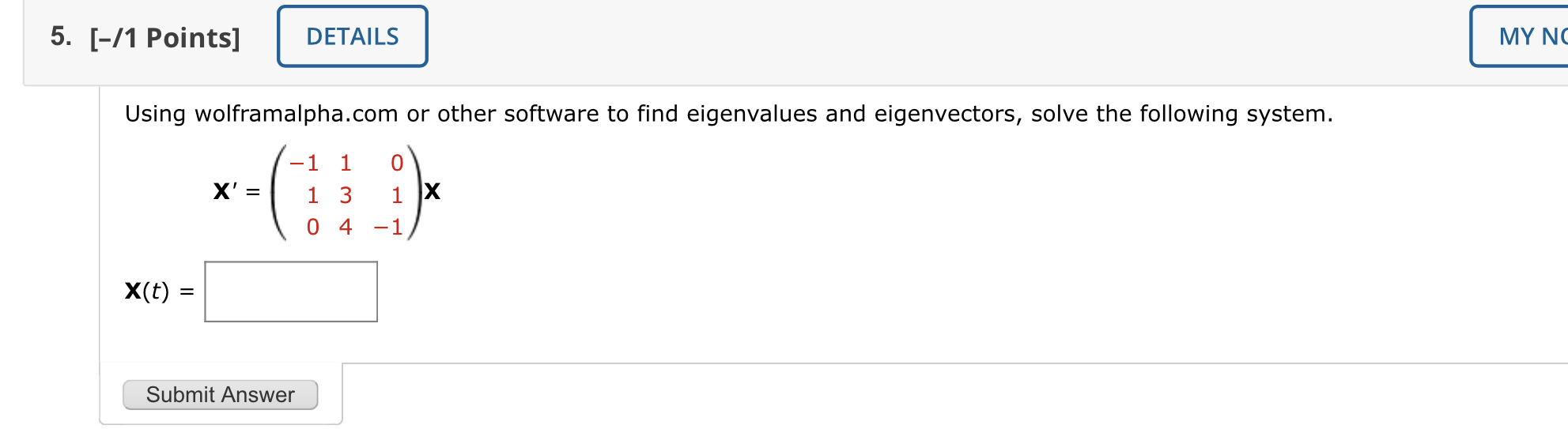 Solved 5. [-/1 Points] DETAILS MY NO Using wolframalpha.com | Chegg.com