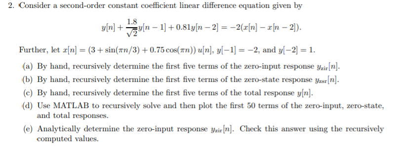 Solved 2. Consider a second-order constant coefficient | Chegg.com