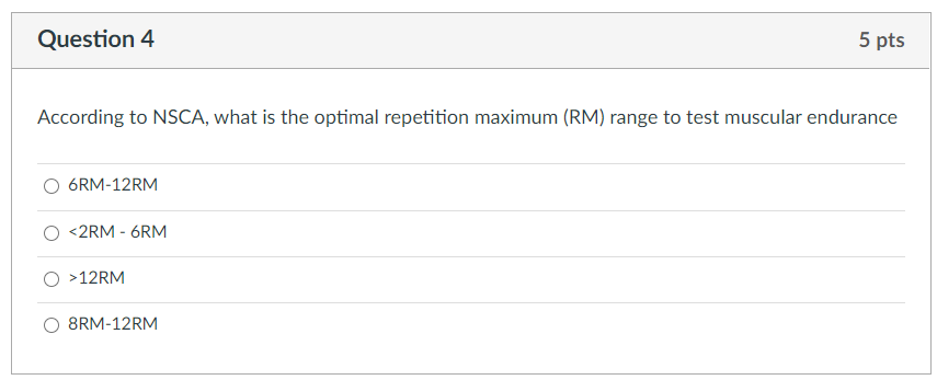 Solved Question 4 5 pts According to NSCA, what is the | Chegg.com