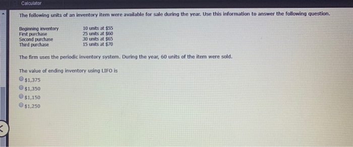 Solved The following units of an inventory item were | Chegg.com