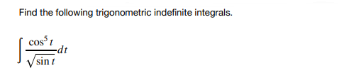 Solved Find the following trigonometric indefinite | Chegg.com