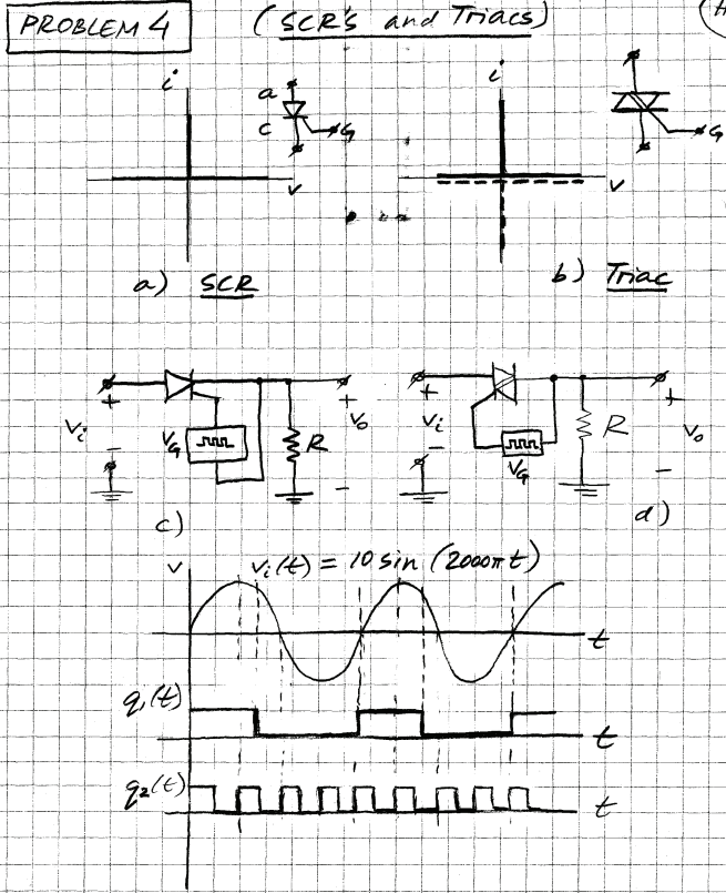 Solved PROBLEM 4 (SCR'S and TriacS) a) SCR b) Trac c) d)For | Chegg.com