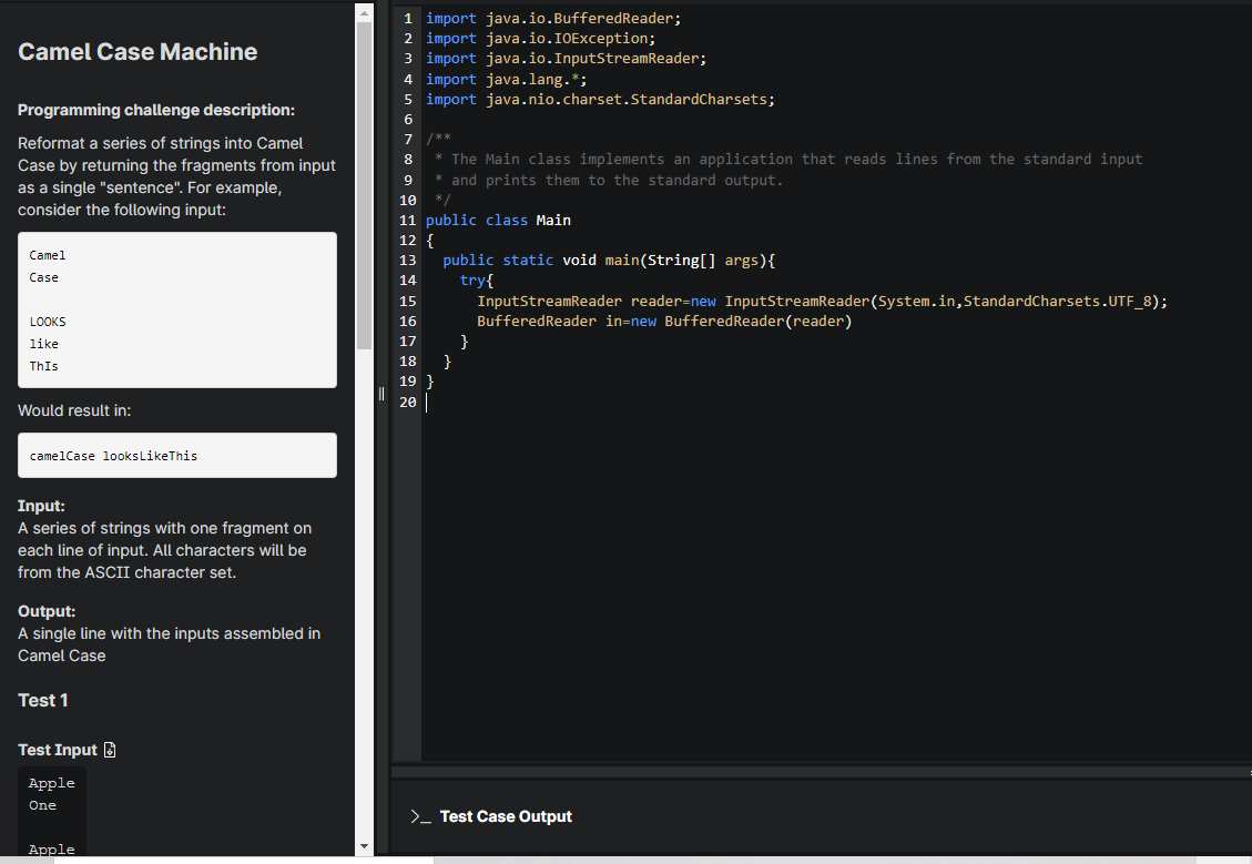 Solved Camel Case Machine Programming Challenge Chegg