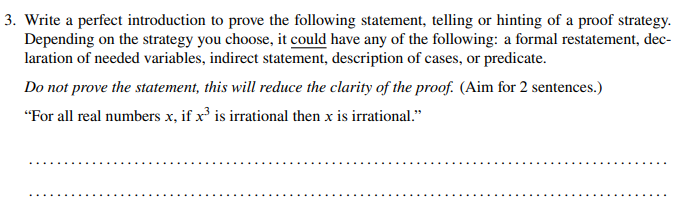 Solved 3. Write a perfect introduction to prove the | Chegg.com
