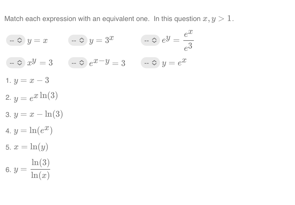 Solved Match each expression with an equivalent one. In this | Chegg.com