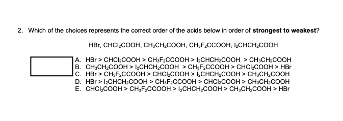 Solved 2. Which of the choices represents the correct order | Chegg.com