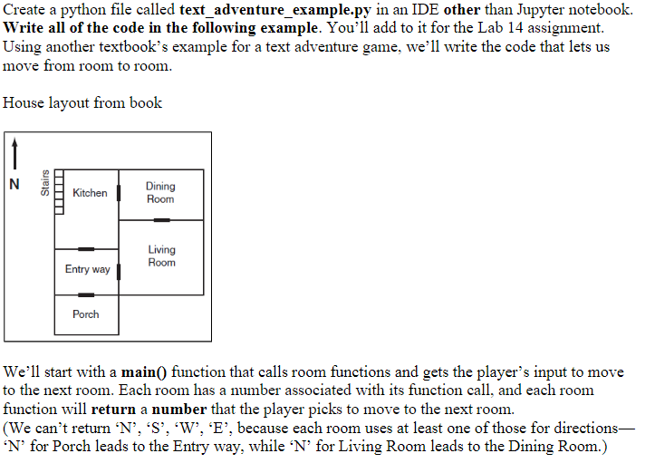 Create a python file called text_adventure_example.py | Chegg.com