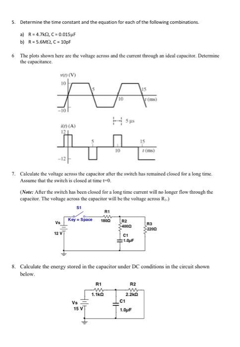 Solved 5. Determine the time constant and the equation for | Chegg.com