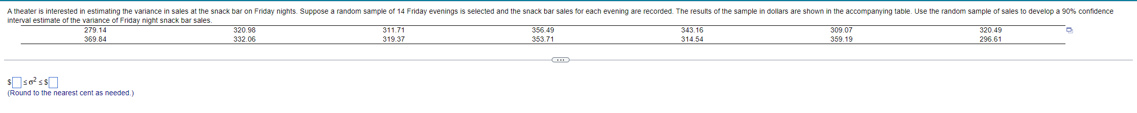 Solved 279.14 320.98 311.71 356.49 343.16 309.07 320.49 369. | Chegg.com