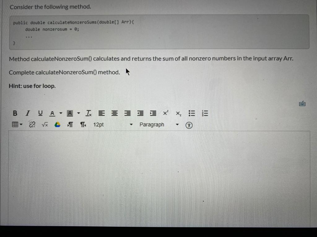 Solved Consider the following method. public double | Chegg.com