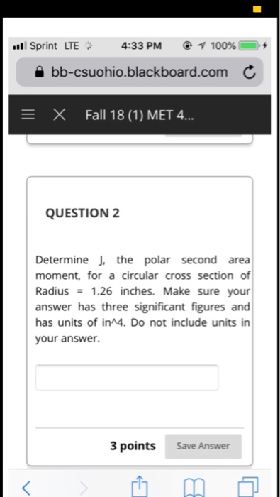 Solved Sprint LTE 4:33 PM100% bb-csuohio.blackboard.com C | Chegg.com