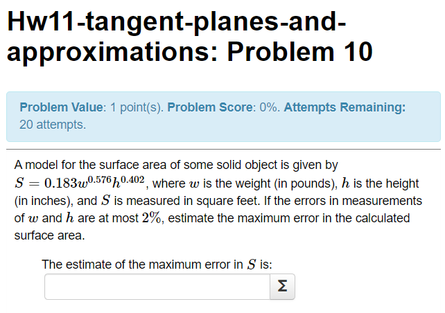 Solved Hw11-tangent-planes-and- approximations: Problem 10 | Chegg.com