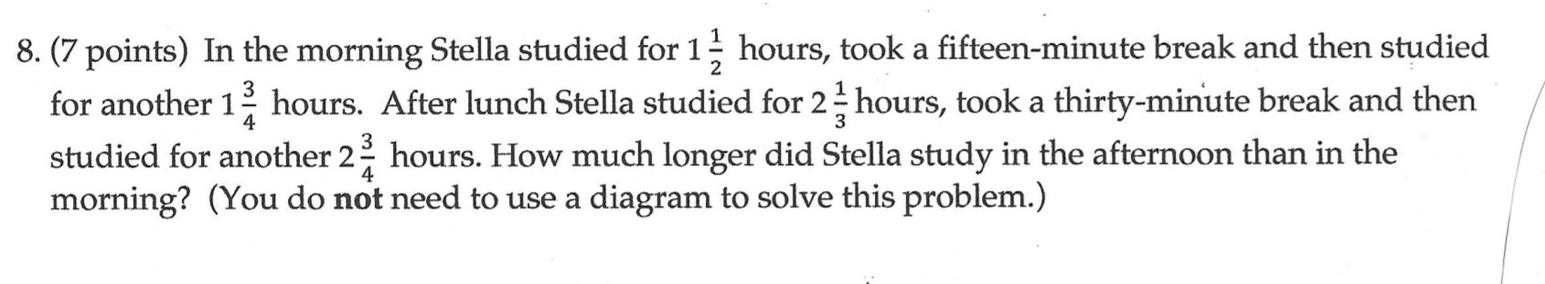 Solved 8. (7 points) In the morning Stella studied for 1 | Chegg.com
