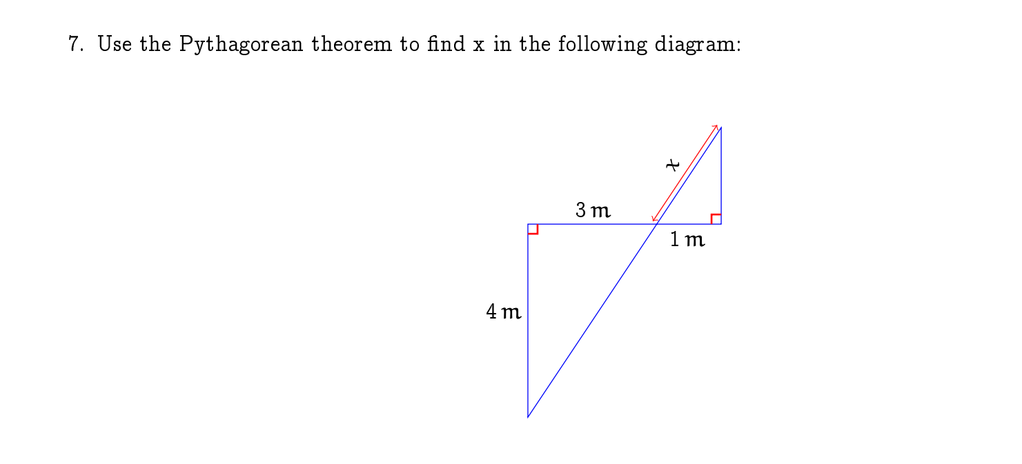 Solved 7. Use the Pythagorean theorem to find x in the | Chegg.com
