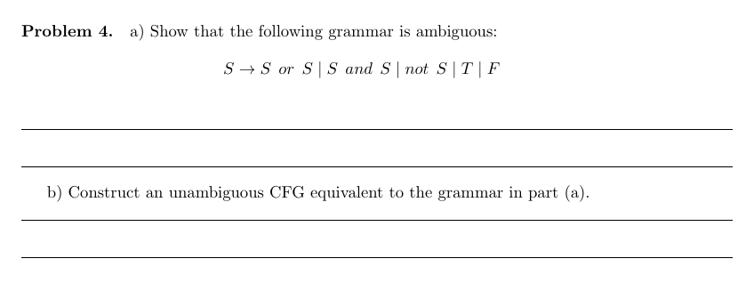Solved Problem 4. a) Show that the following grammar is | Chegg.com