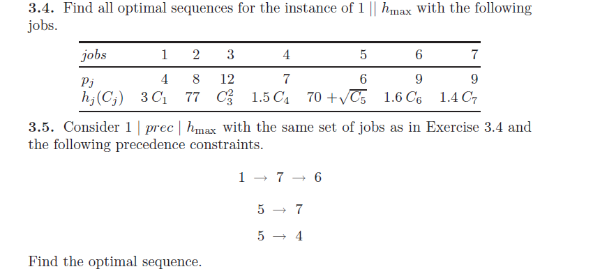 3.4. Find all optimal sequences for the instance of 1 | Chegg.com