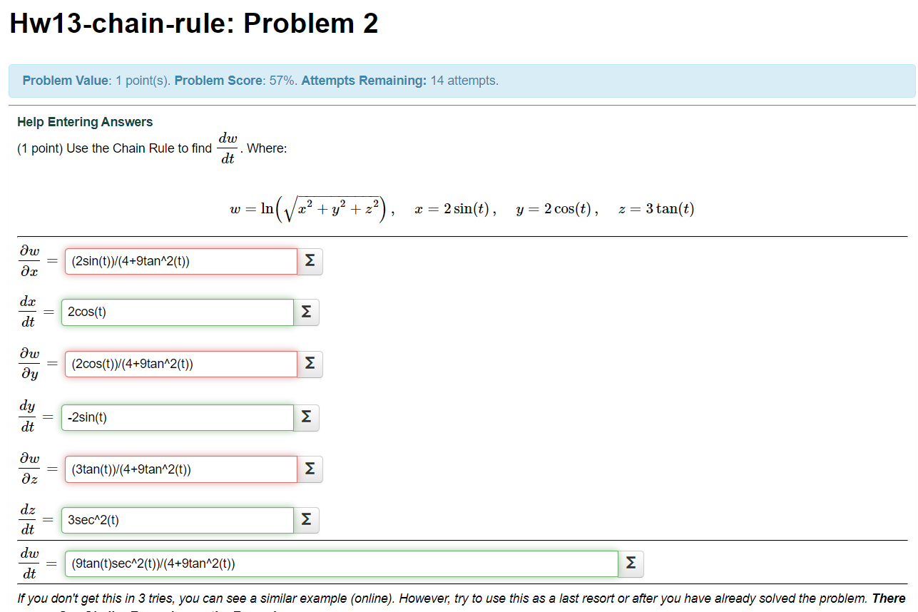 Solved Hw13-chain-rule: Problem 2 Problem Value: 1 point(s). | Chegg.com