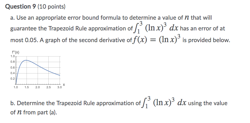 Solved Question 9 (10 points) a. Use an appropriate error | Chegg.com