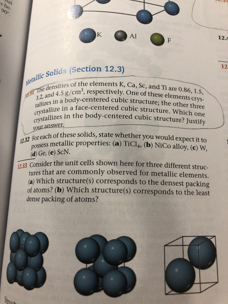 Solved Metallic Solids (Section 12.3) 13T The densities of | Chegg.com