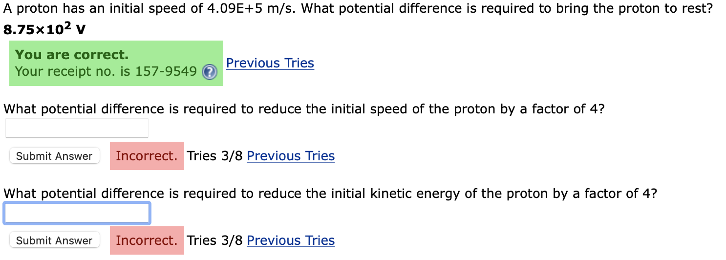 Solved A proton has an initial speed of 4.09E+5 m/s. What | Chegg.com