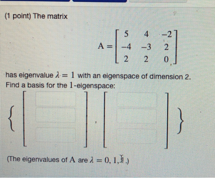 Solved (1 point) Find a basis of the eigenspace associated | Chegg.com