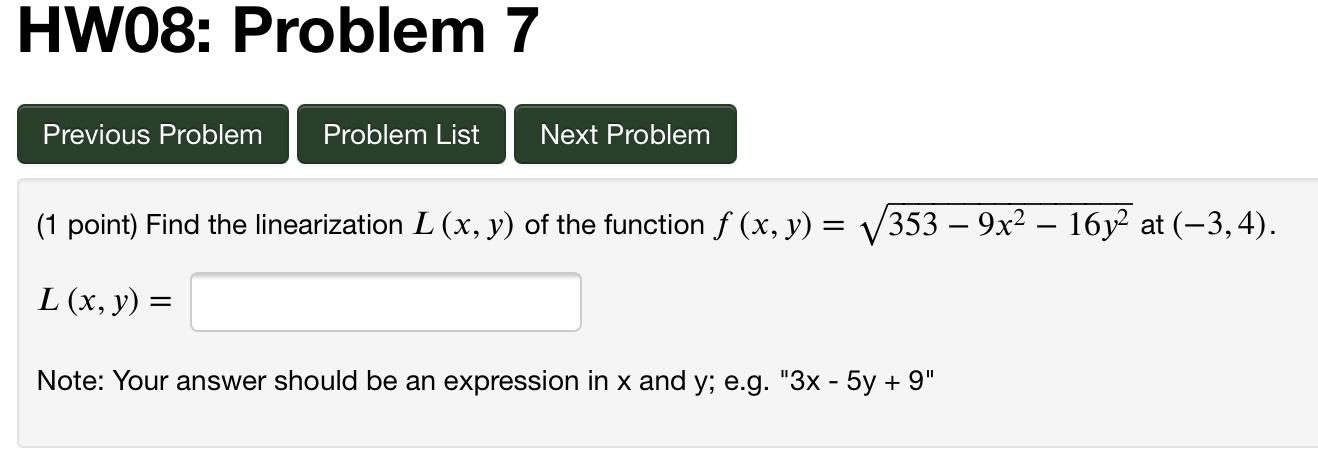 Solved HW08: Problem 7 Previous Problem Problem List Next | Chegg.com