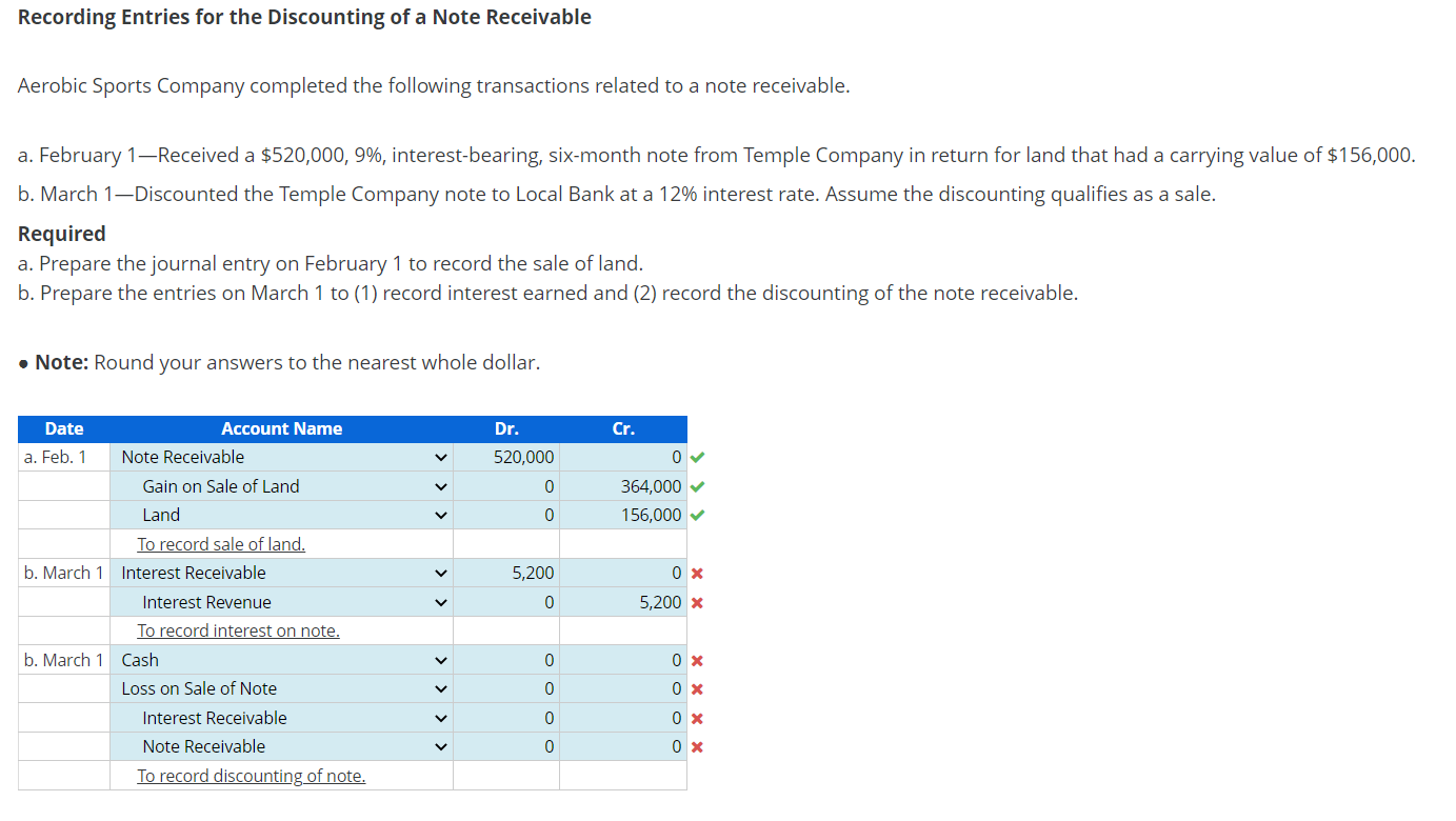 Solved Recording Entries for the Discounting of a Note | Chegg.com