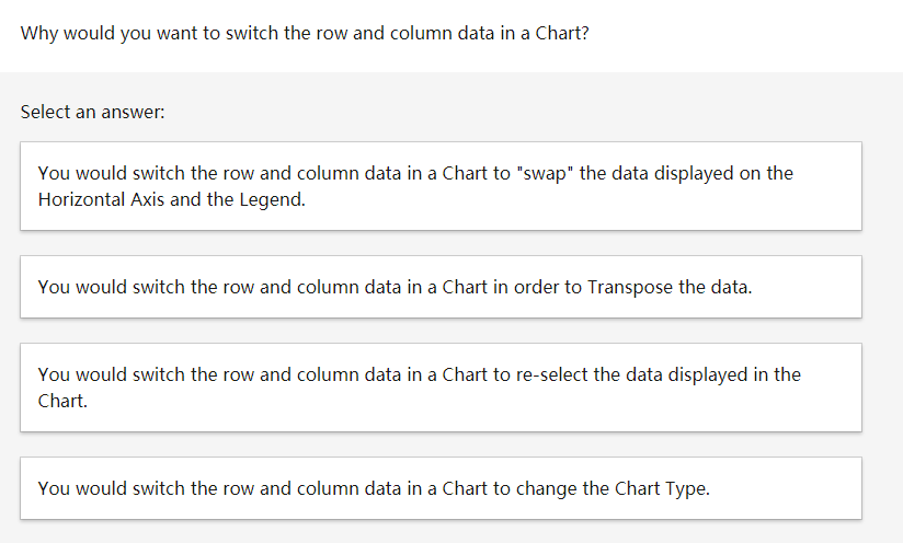 Solved Why would you want to switch the row and column data | Chegg.com