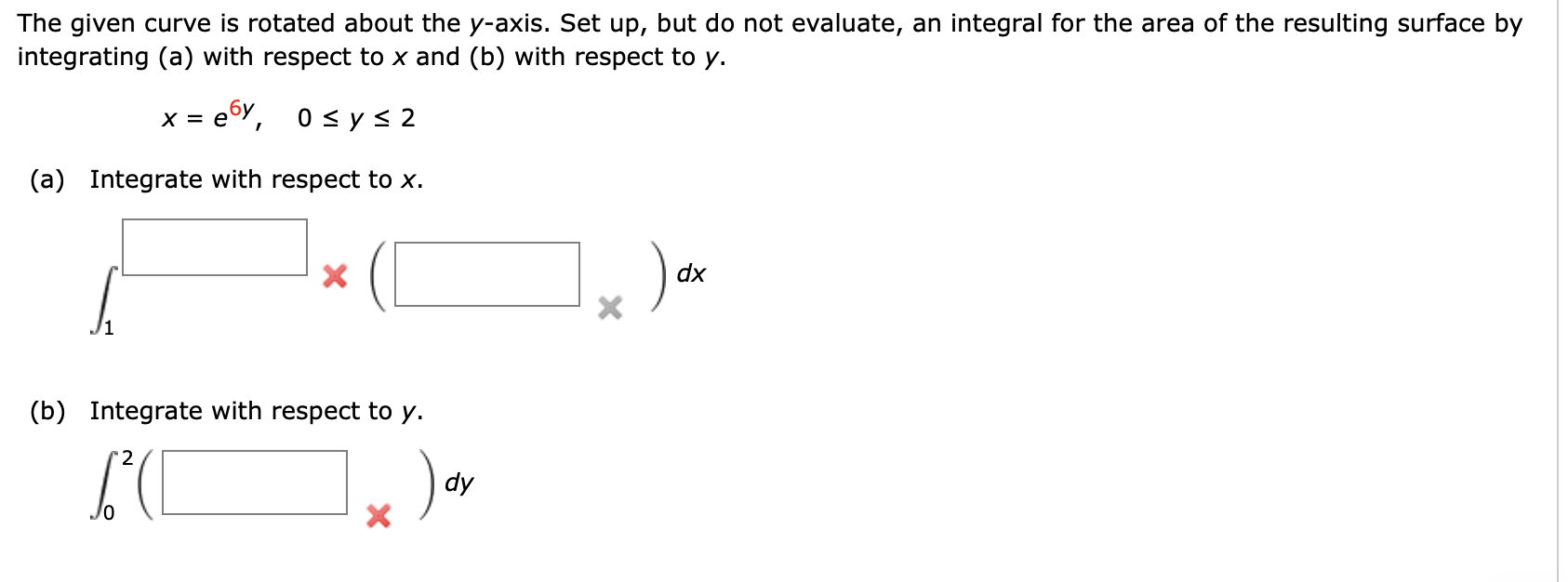 Solved The Given Curve Is Rotated About The Y Axis Set Up