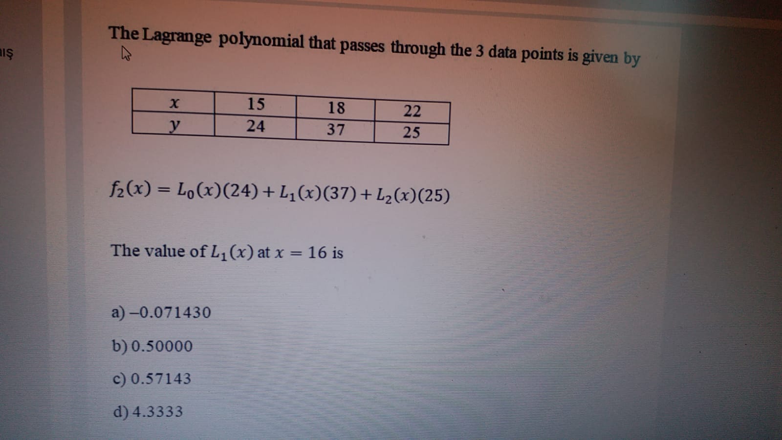 Solved The Lagrange polynomial that passes through the 3 | Chegg.com Solved The Lagrange polynomial that passes through the 3 | Chegg.com