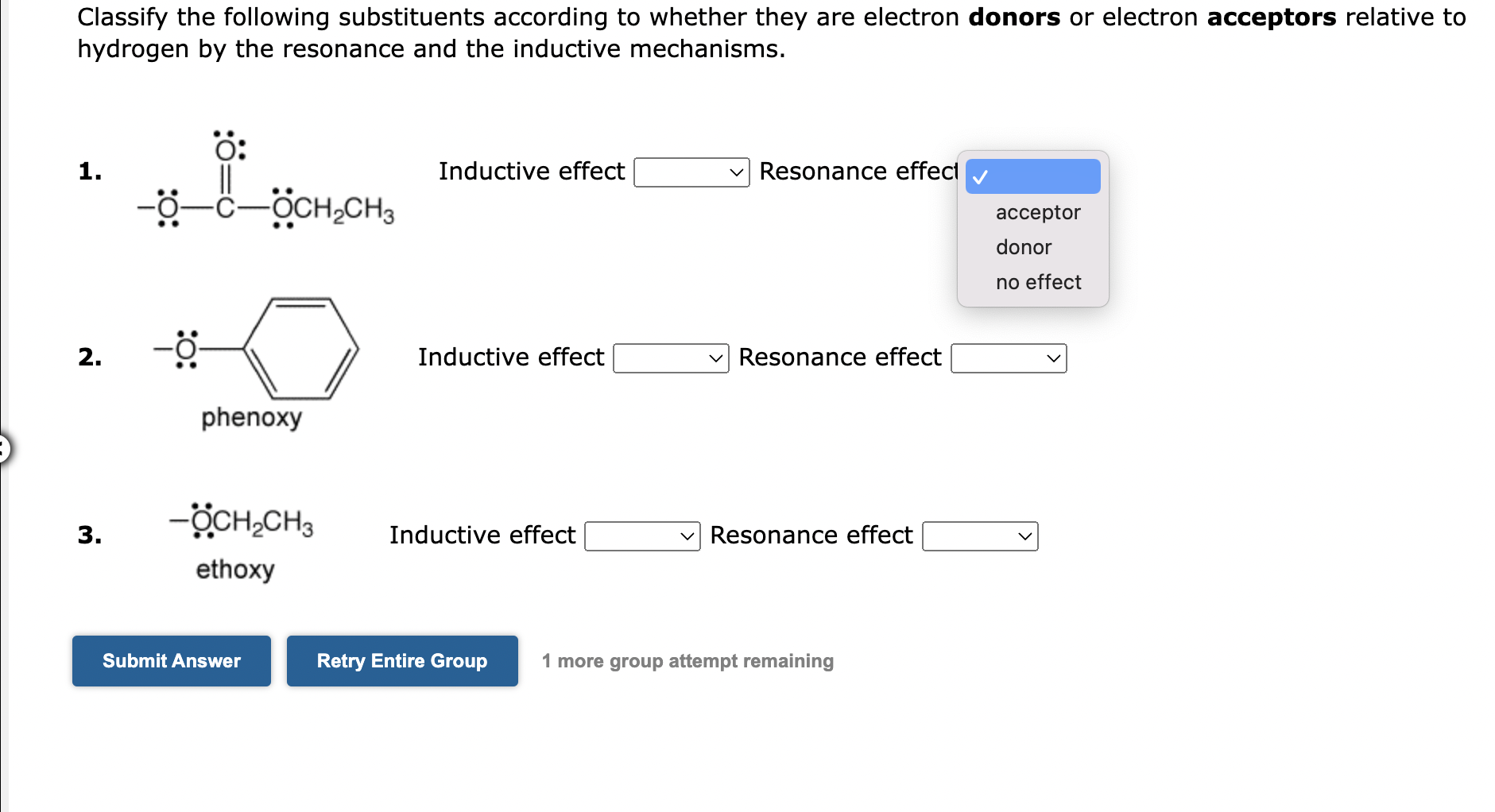 Solved Classify the following substituents according to | Chegg.com