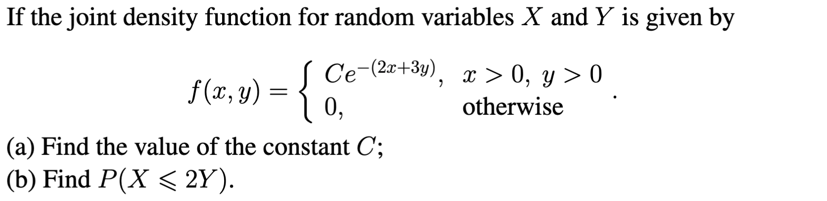 Solved If the joint density function for random variables X | Chegg.com