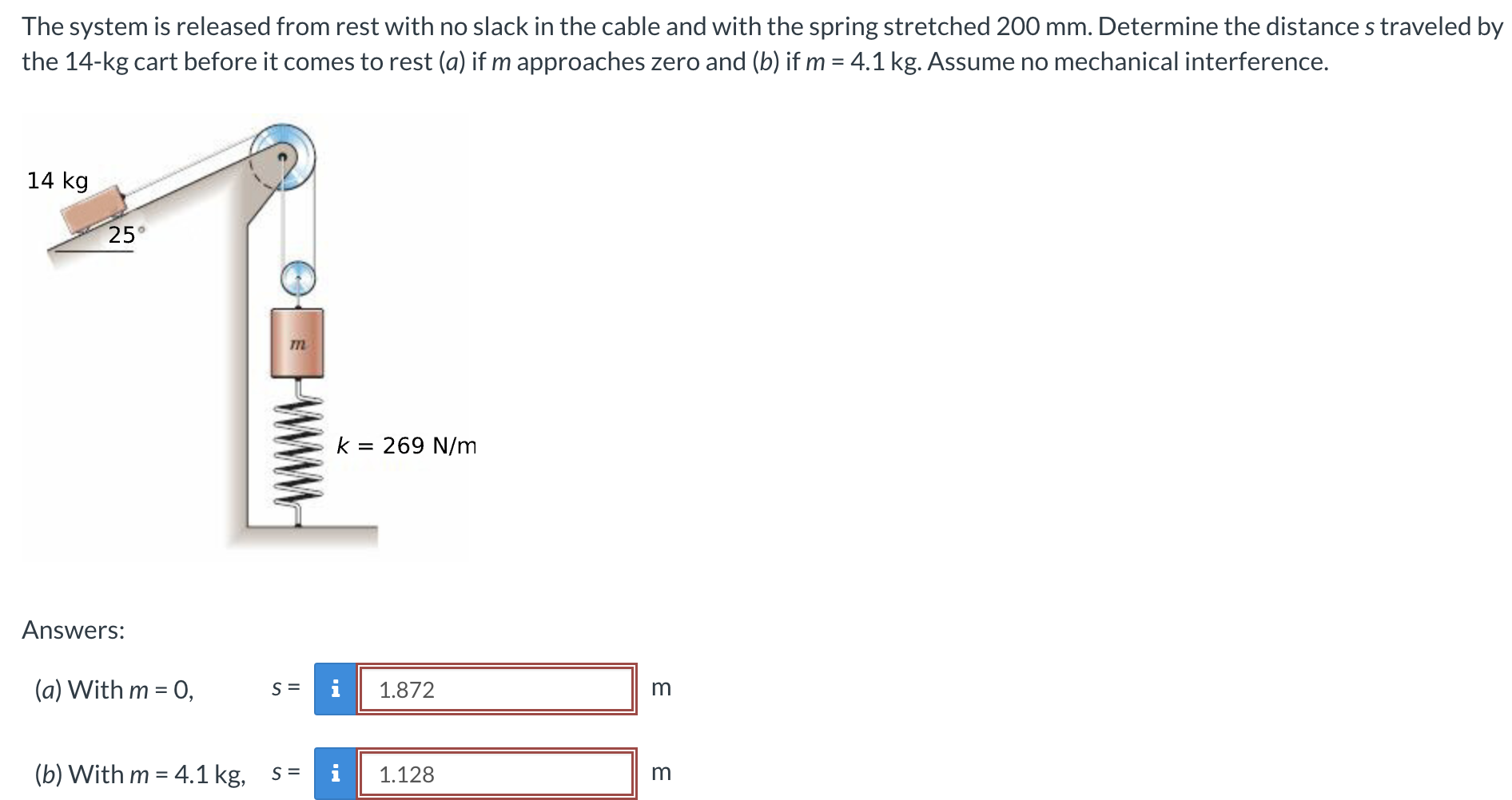 Solved The system is released from rest with no slack in the | Chegg.com