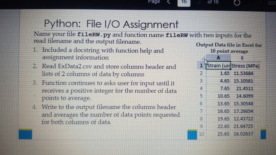 Solved Page 16 of 16 0 ZO Python: File I/O Assignment Name | Chegg.com