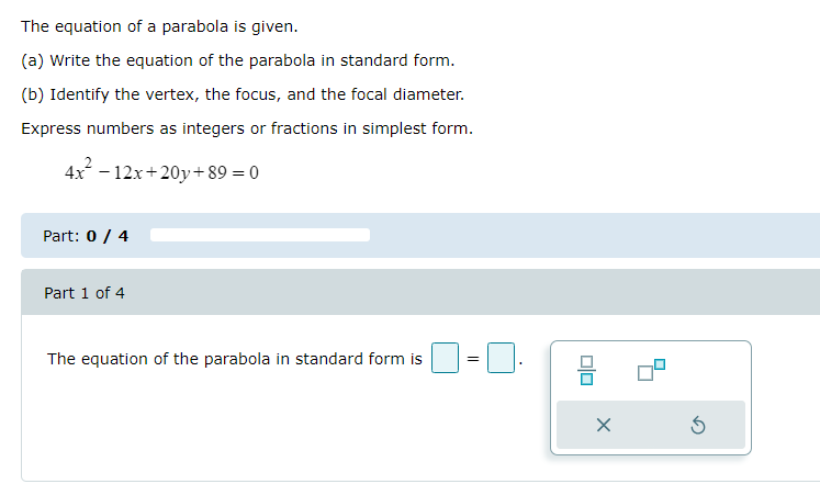 Solved The equation of a parabola is given.(a) ﻿Write the | Chegg.com