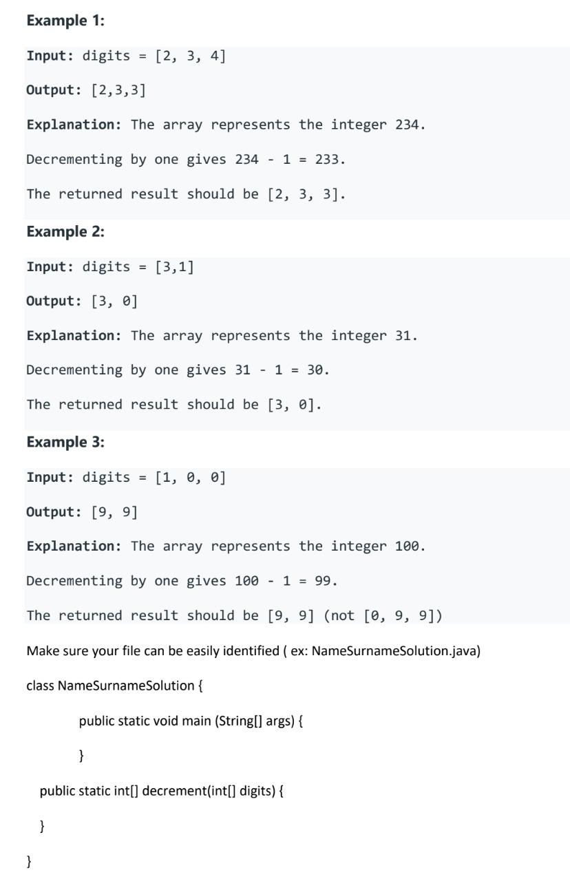 Solved Decrement by one You are given an integer number | Chegg.com