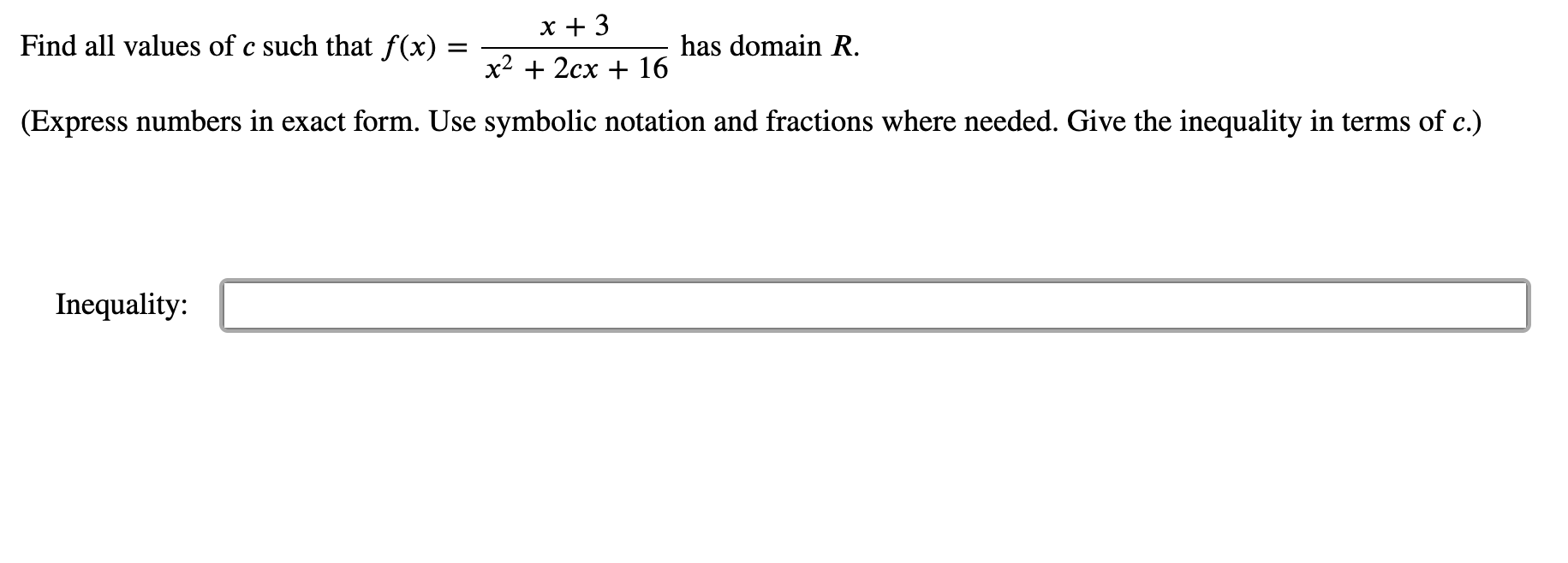 Solved Find all values of c such that f(x) = x + 3 has | Chegg.com