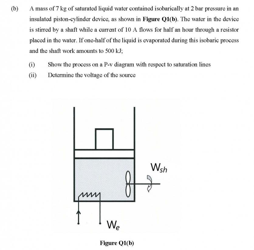 Solved (b) A mass of 7 kg of saturated liquid water | Chegg.com
