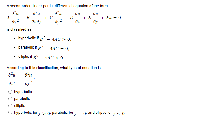 Solved A secon-order, linear partial differential equation | Chegg.com
