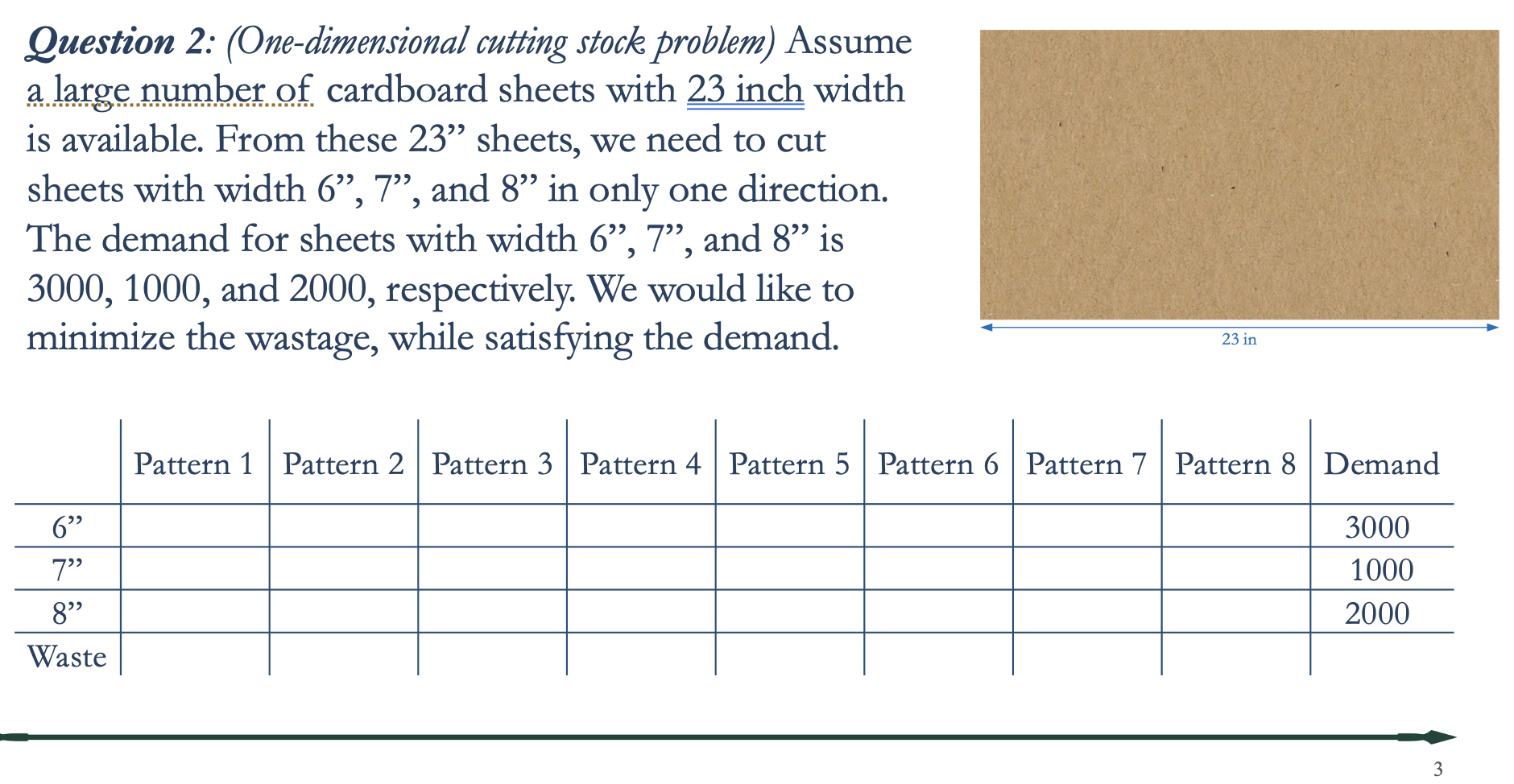 Solved Question 1: Assume a large number of cardboard sheets | Chegg.com
