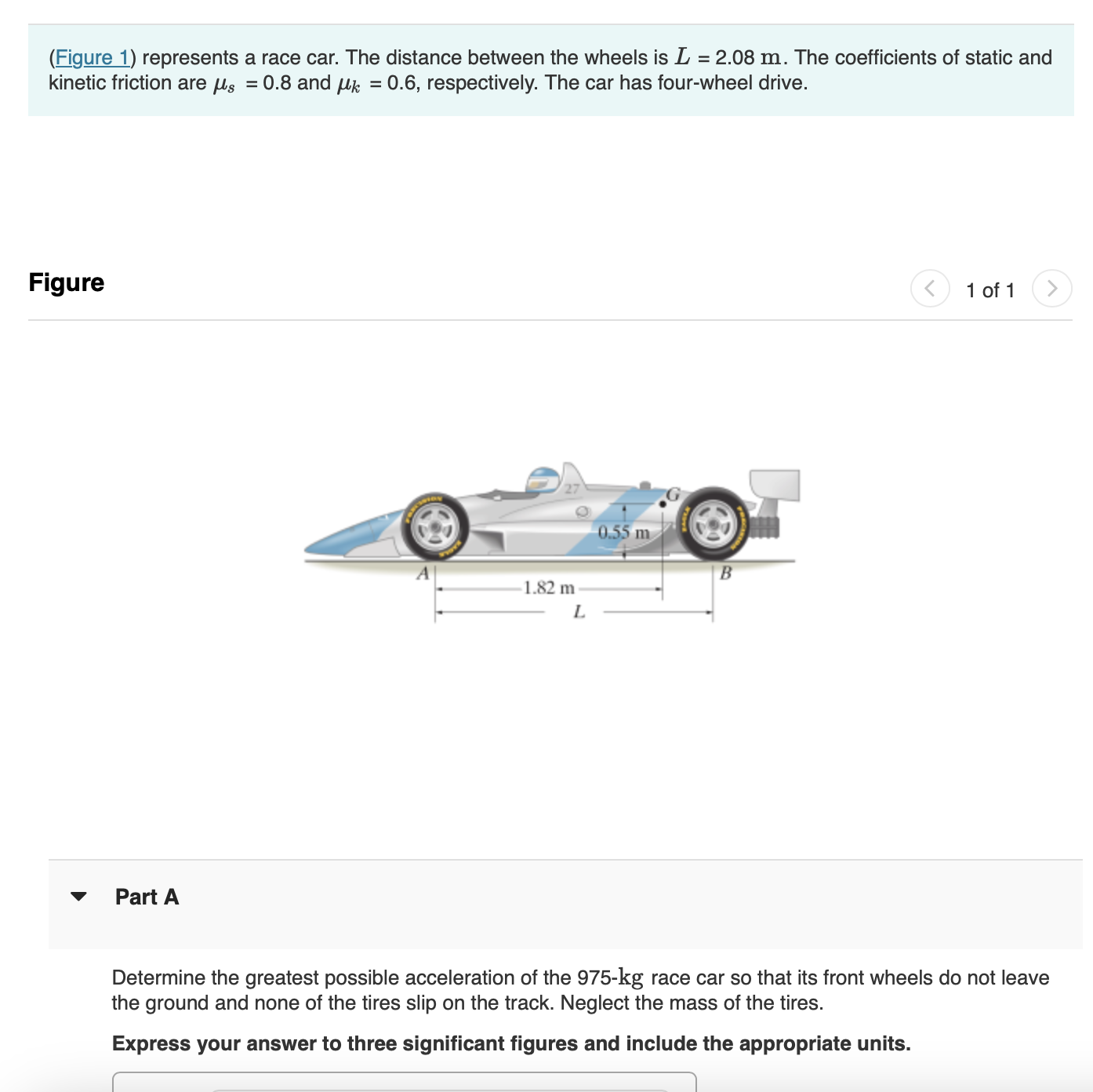 Solved (Figure 1) represents a race car. The distance | Chegg.com