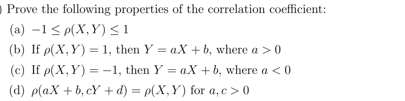 Solved Prove the following properties of ﻿the correlation | Chegg.com