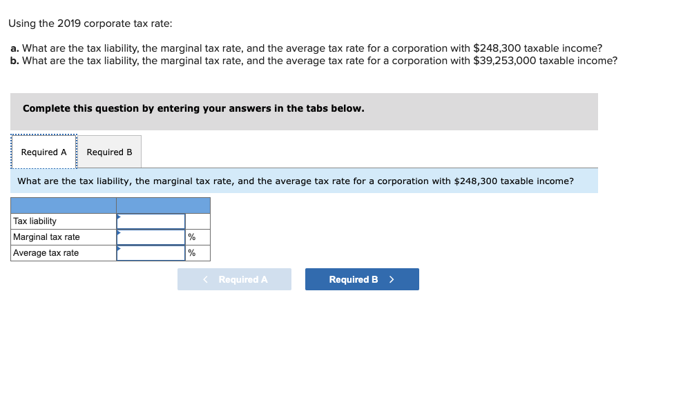 Solved Using the 2019 corporate tax rate: a. What are the | Chegg.com