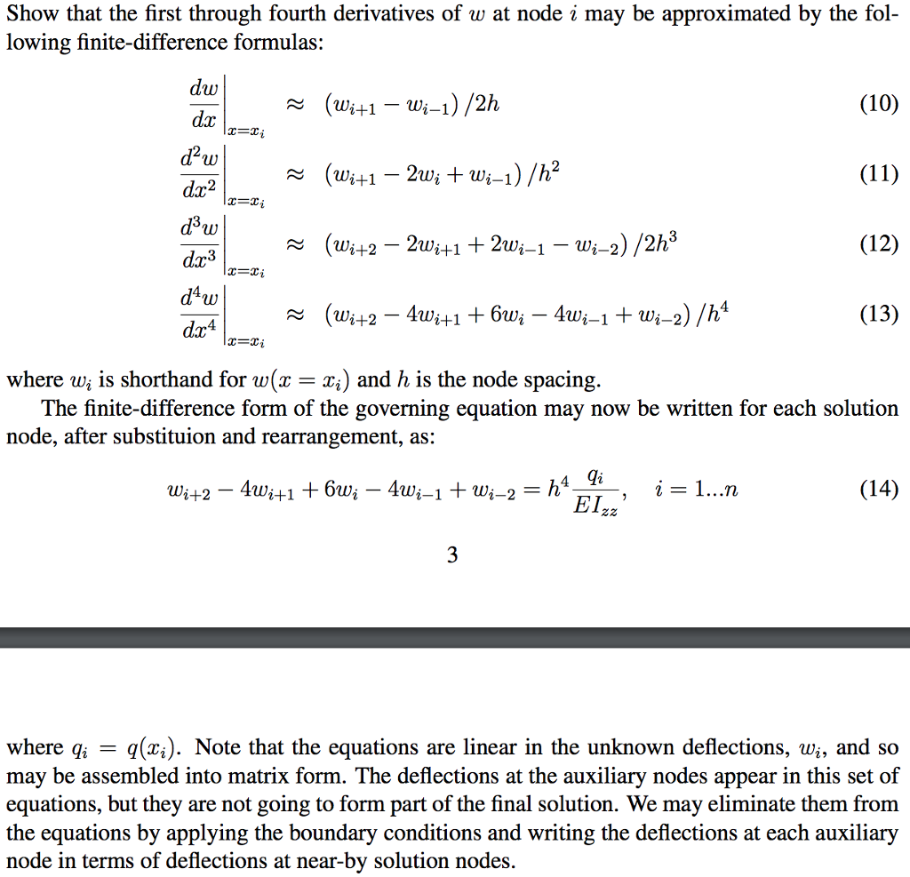 Solved Show that the first through fourth derivatives of w | Chegg.com