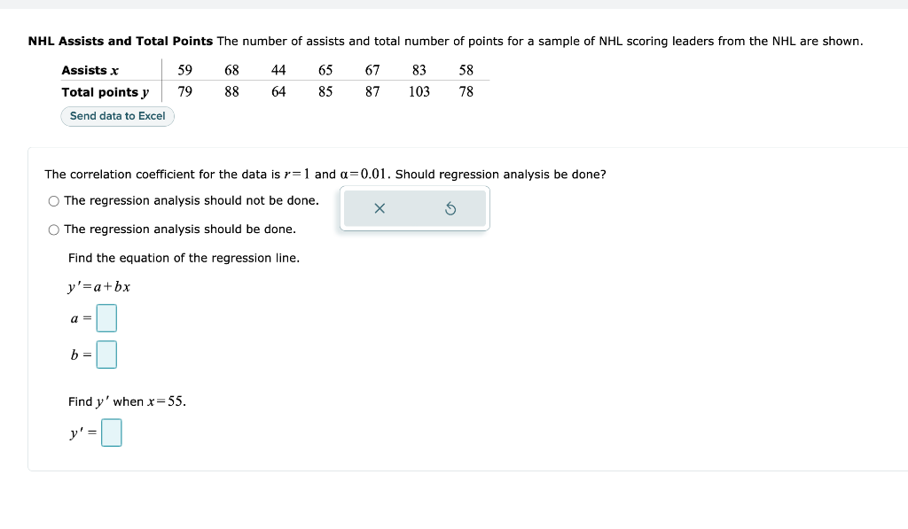 Solved e correlation coefficient for the data is r=1 and | Chegg.com