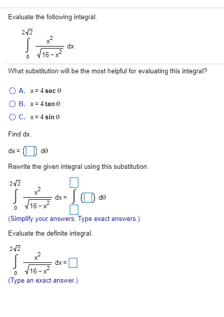 Solved Evaluate the following integral. 2012 V162dx What | Chegg.com