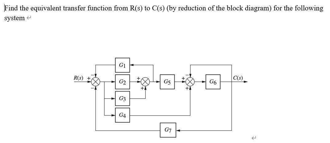 Solved Find the equivalent transfer function from R(s) to | Chegg.com