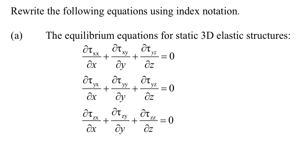 Solved Rewrite the following equations using index notation. | Chegg.com