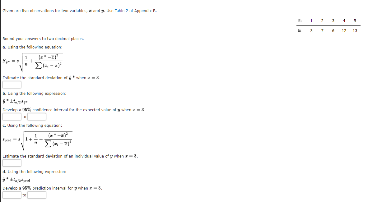 Solved Given are five observations for two variables, x and | Chegg.com Solved Given are five observations for two variables, x and | Chegg.com